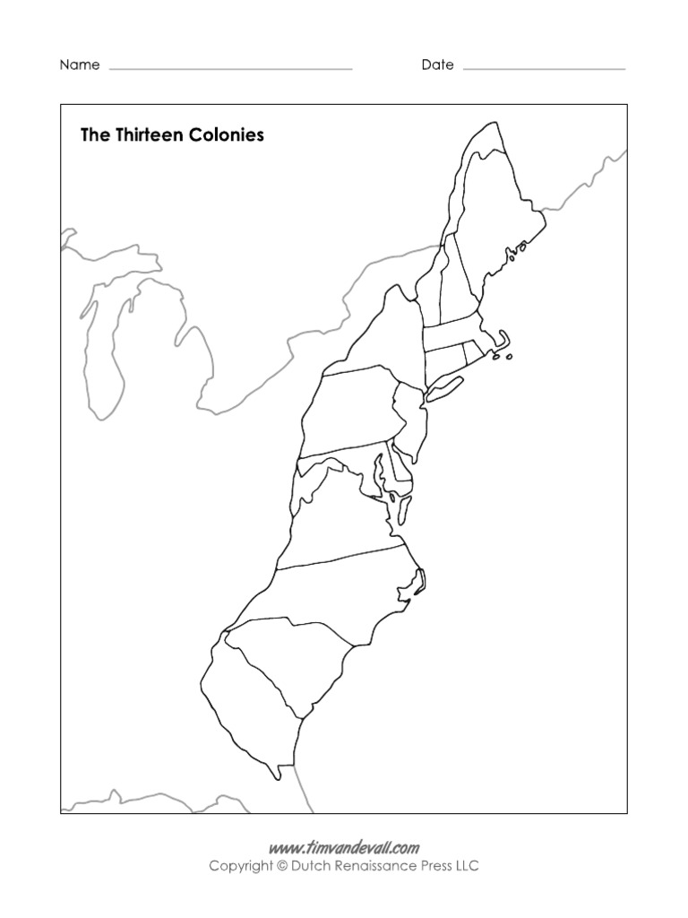 13 Colonies Blank Map | PDF