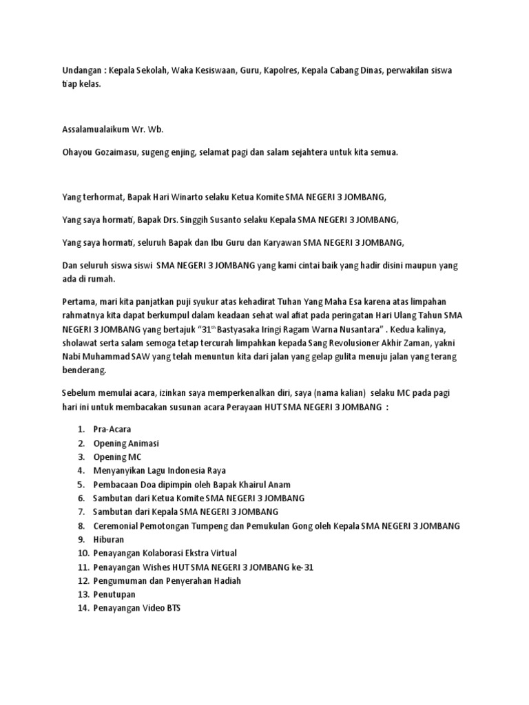 Teks MC Formal | PDF