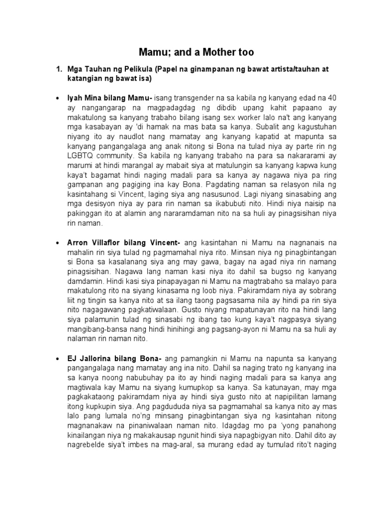 Mamu and A Mother Too (T1atT2) | PDF