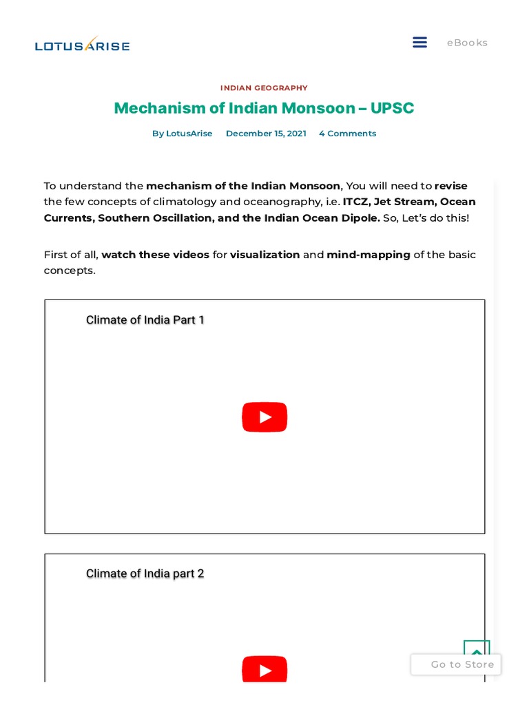 Mechanism of Indian Monsoon - UPSC | Download Free PDF | Monsoon | Physical Geography