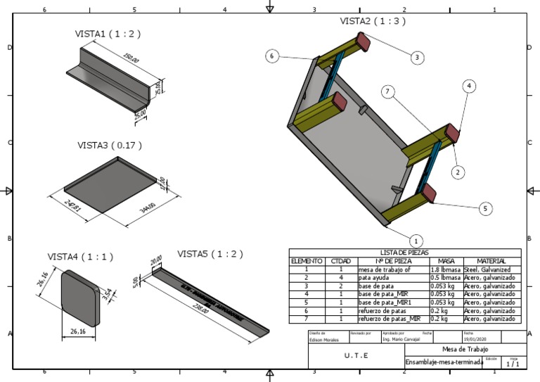 Ensamblaje Mesa Terminada Compl | PDF | Rieles | Materiales