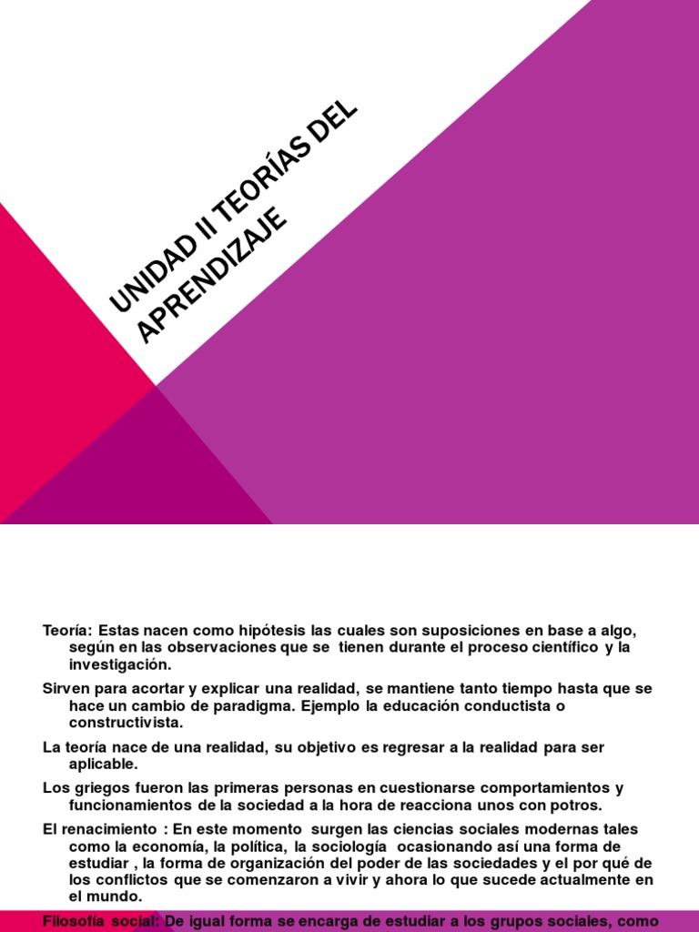 Unidad II Teorías Del Aprendizaje | PDF | Teoría | Aprendizaje