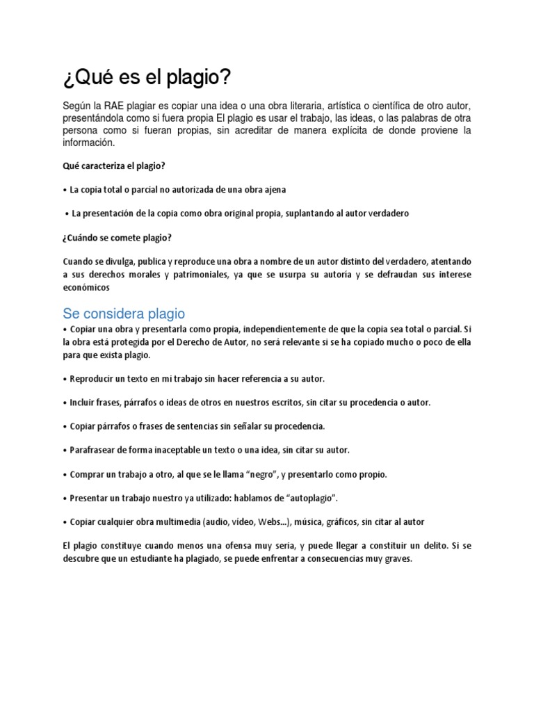 Qué Es El Plagio | PDF