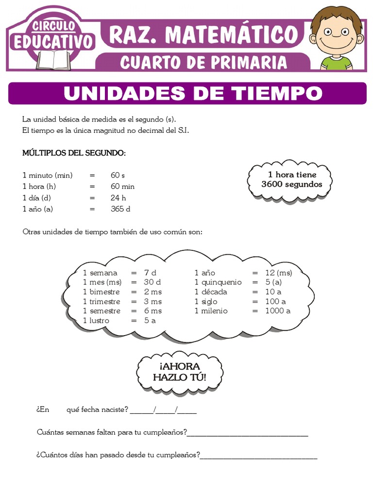 Ejercicios de Unidades de Tiempo para Cuarto de Primaria | PDF