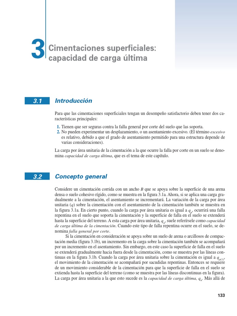 Capacidad de carga última de cimentaciones superficiales: Conceptos generales y modos de falla ...