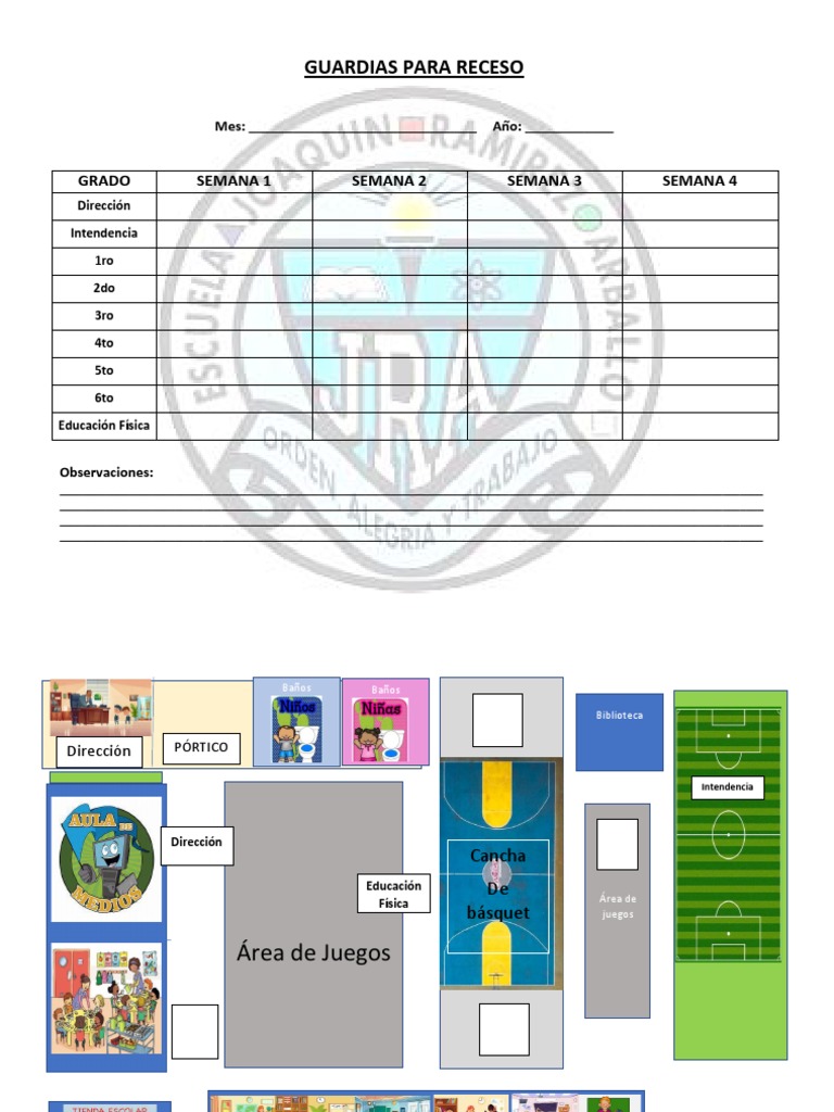 Formato de Guardias Escolares para Receso | PDF