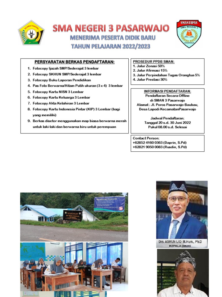 Spanduk PPDB Sman 3 Pasarwajo 2022 | PDF