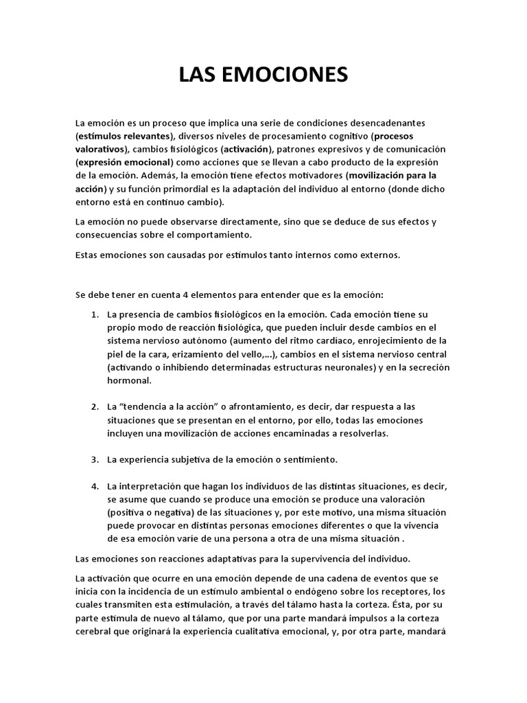 Emociones Pdf Las Emociones Estrés Biología