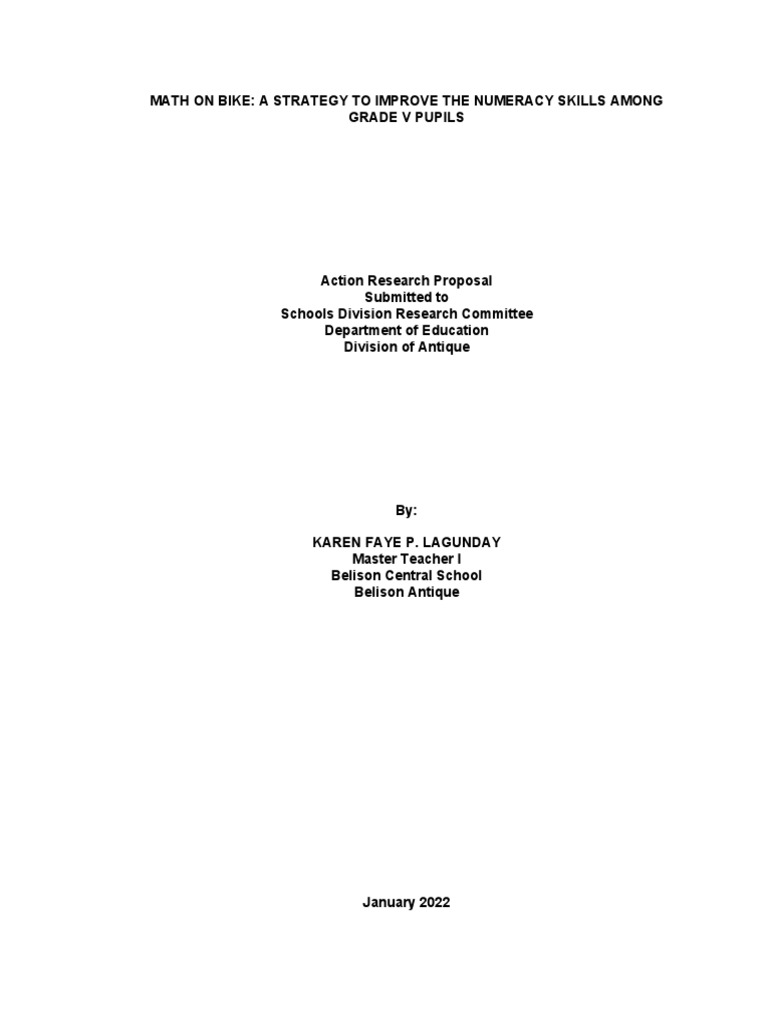 Math On Bike Action Research Proposal Pdf Statistics Teachers 1468