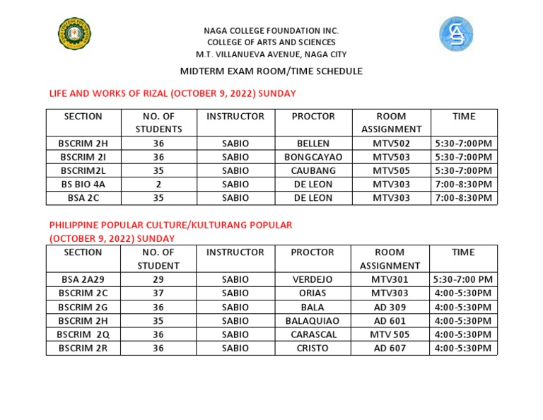 Midterm Exam Room Assignment | PDF