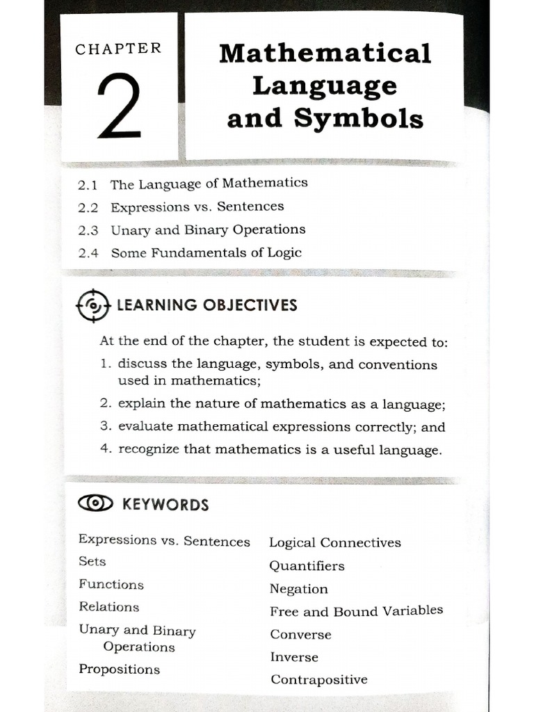 Chapter 2 Mathematical Language and Symbols | PDF