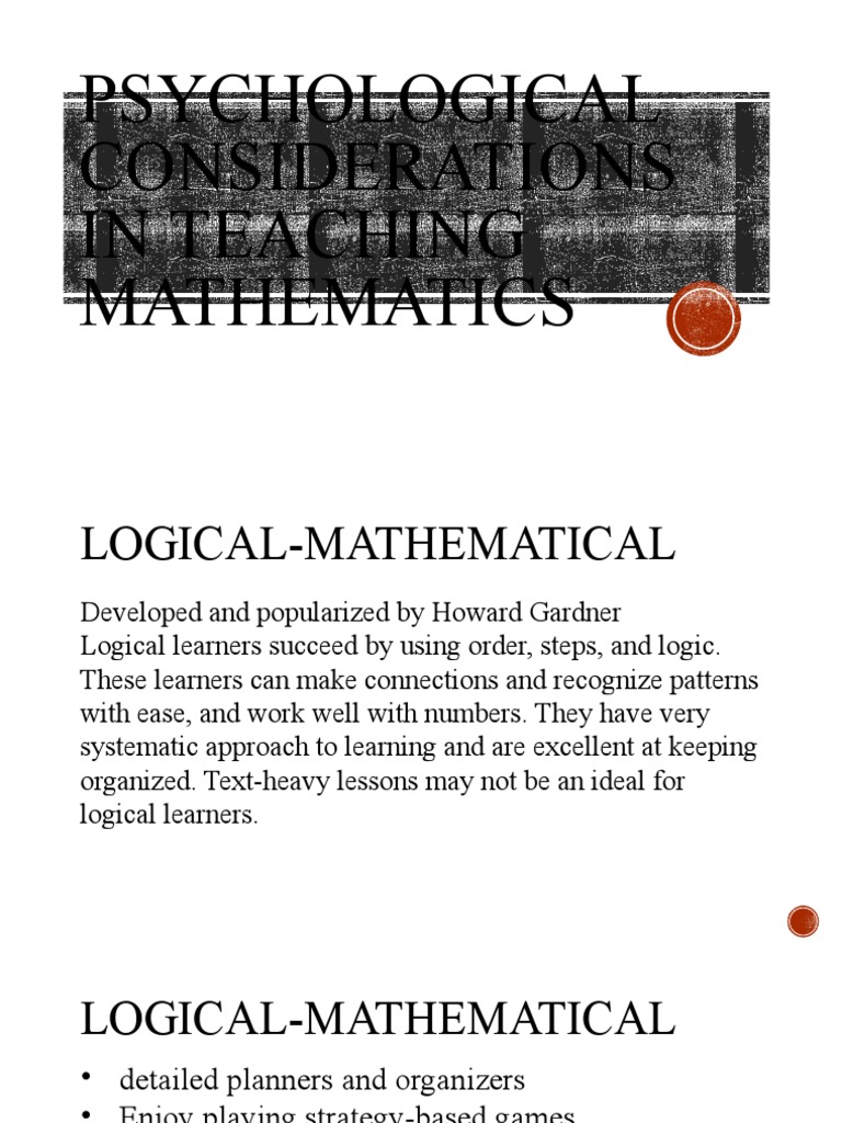 Psychological Considerations in Teaching Mathematics | PDF | Learning ...