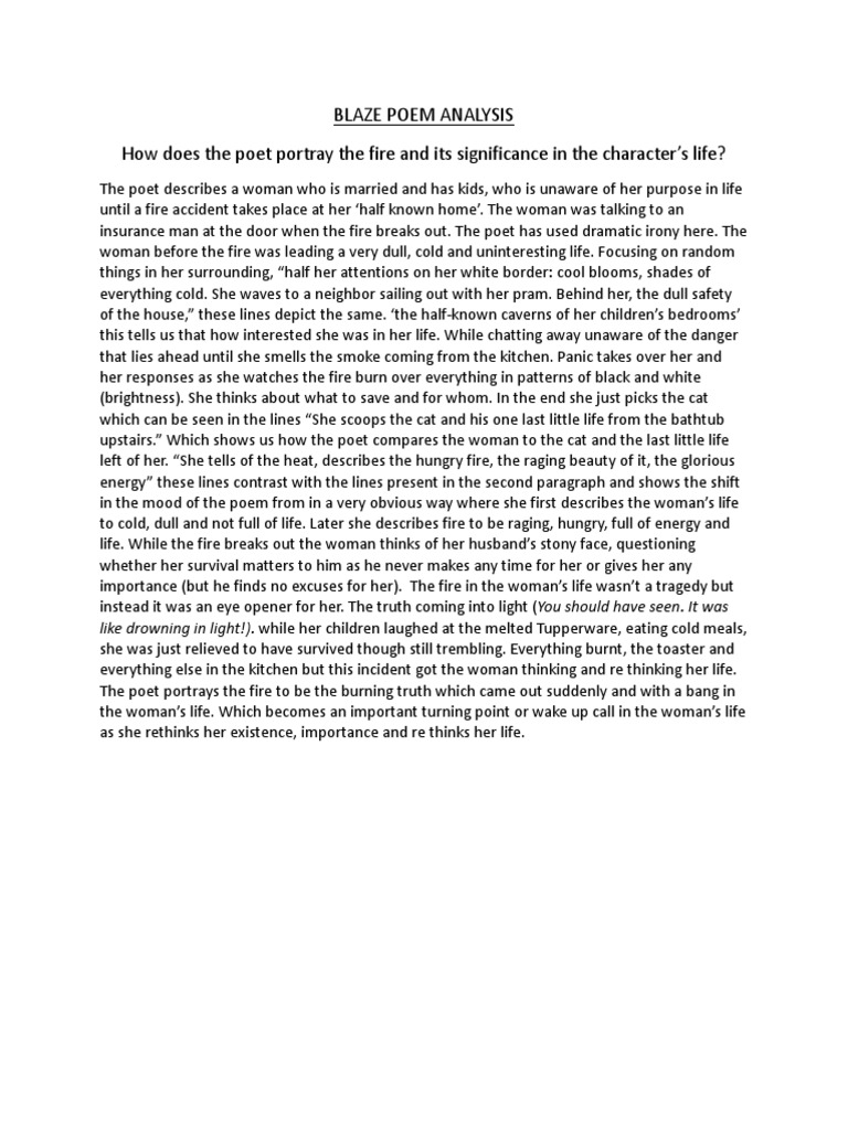 Fire as Awakening in Blaze Poem | PDF | Poetry