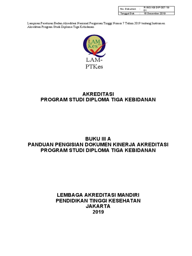 Buku 3A - Panduan Pengisian Dokumen Kinerja-Diploma Tiga Kebidanan | PDF