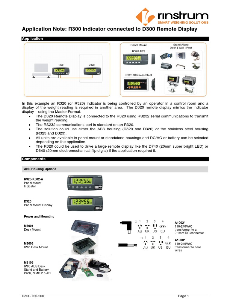 Application Note: R300 Indicator Connected To D300 Remote Display | PDF ...