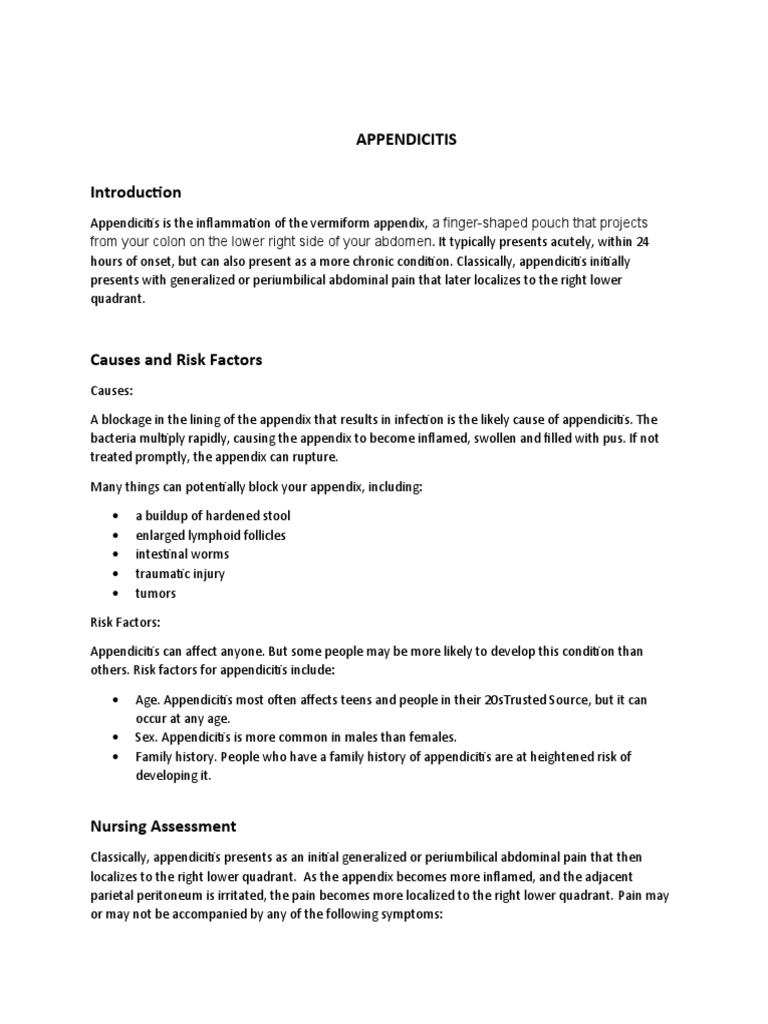 Appendicitis&Appendectomy | PDF | Surgery | Gastroenterology