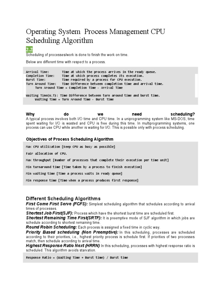 Operating System Process Management CPU Scheduling Algorithm | Download ... Operating System Process Management CPU Scheduling Algorithm | Download ...