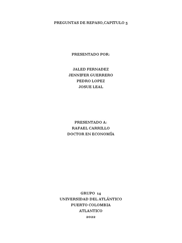 Preguntas de Repaso, Capitulo 5 | PDF | Elasticidad (economía) | Oferta ...