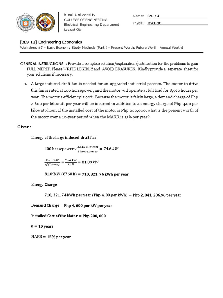 Engineering Economics: Cost Analysis Methods | PDF | Power (Physics ...