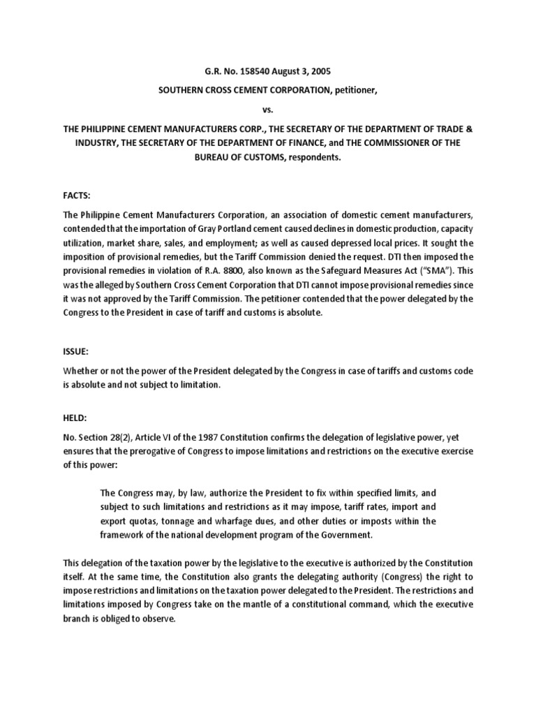 21 Southern Cross Cement Corporation v. Cement Manufacturers ...