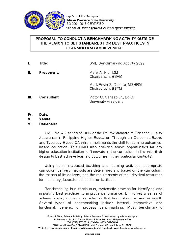 Benchmarking Proposal Pdf Benchmarking Business