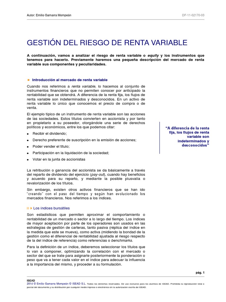 Rent Variable | PDF | Fondo de inversion | Mercados financieros