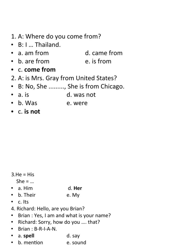 Grammar and Vocabulary Quiz Answers | PDF