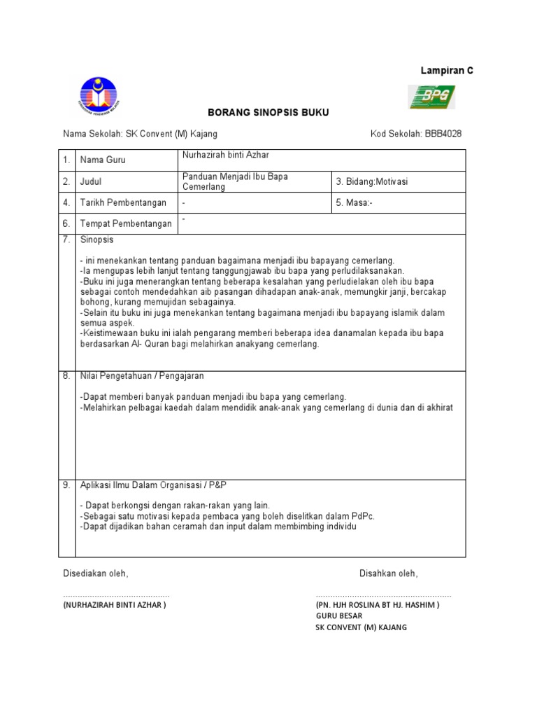 Borang Sinopsis Buku | PDF