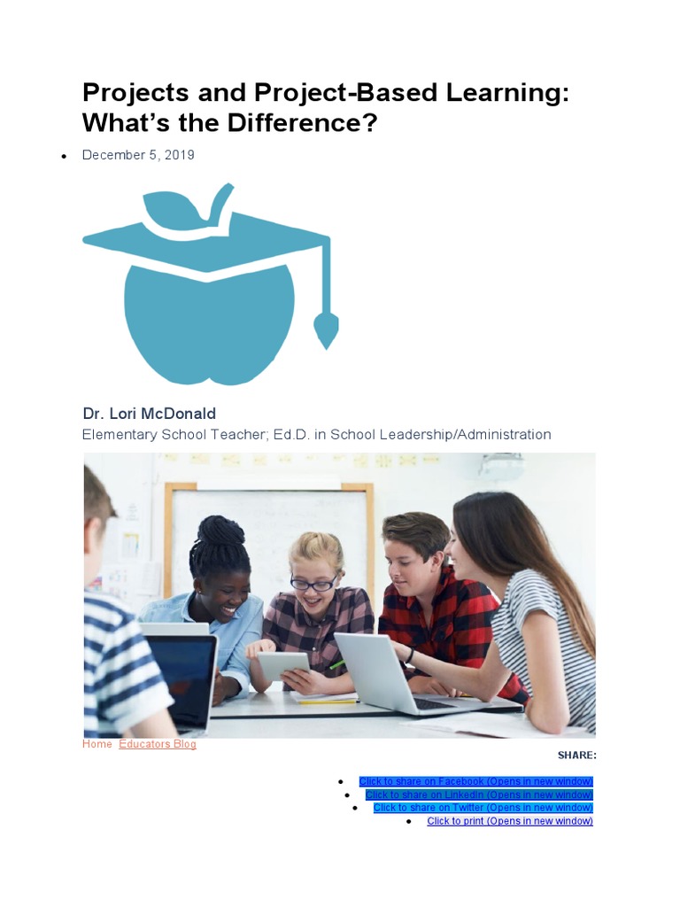 Projects and Project-Based Learning - What's The Difference | PDF
