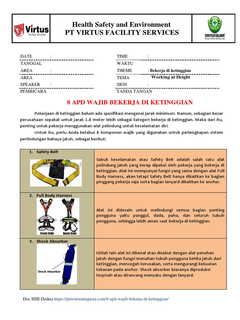 VGR 7. APD Yang Wajib Di Bekerja Di Ketinggian | PDF