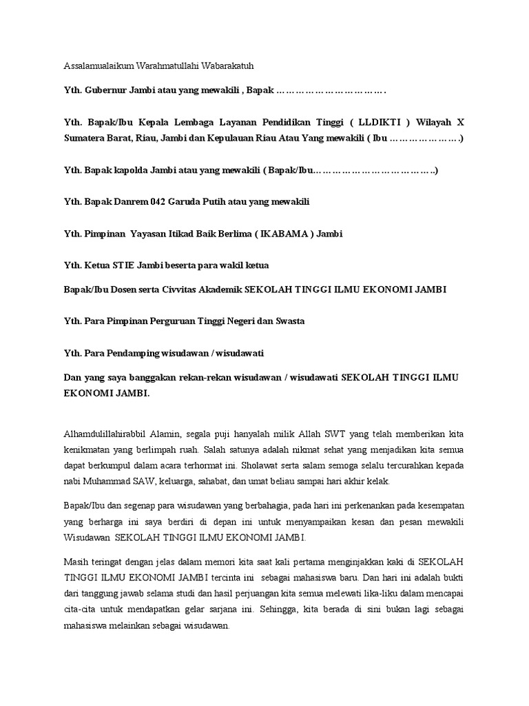 Kesan dan Pesan Wisudawan STIE Jambi | PDF