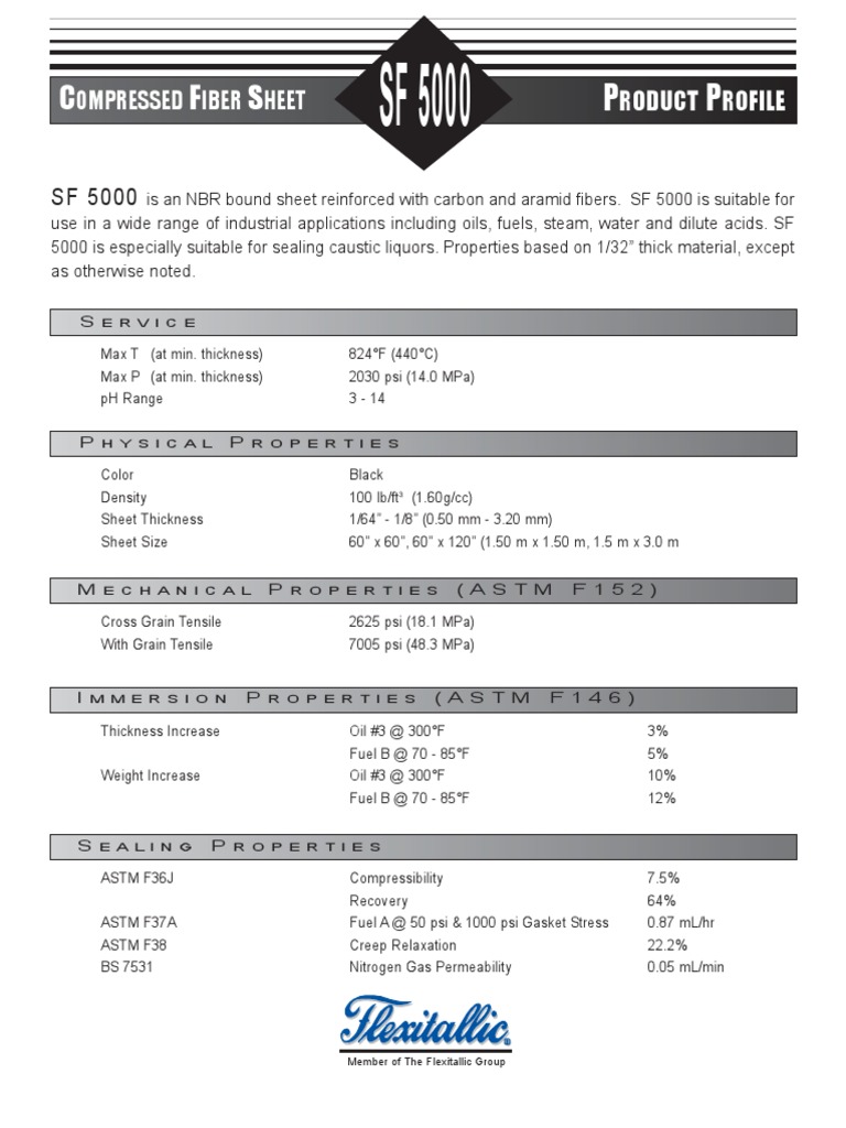 Flexitallic SF5000 DATA CURRENT | PDF