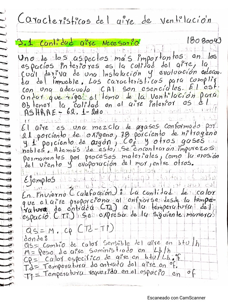 TEMA 3 Caracteristicas Del Aire de Ventilación 18080043 | PDF TEMA 3 Caracteristicas Del Aire de Ventilación 18080043 | PDF