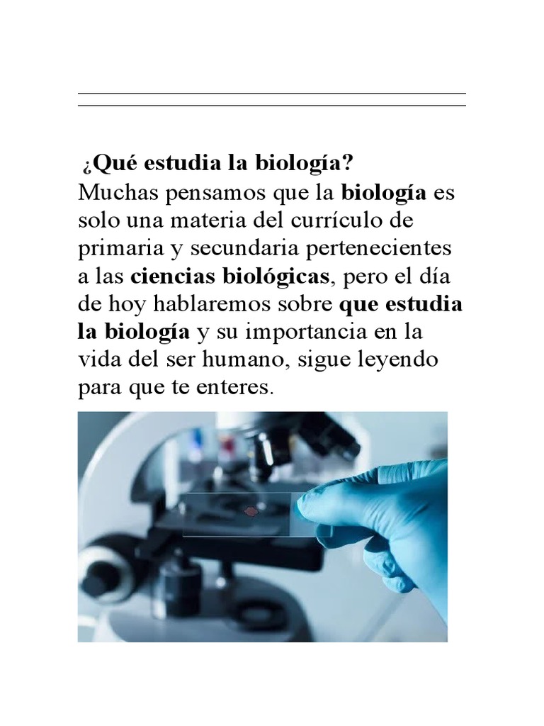 Qué Estudia la Biología y Sus Ramas | PDF | Biología | Biología Molecular