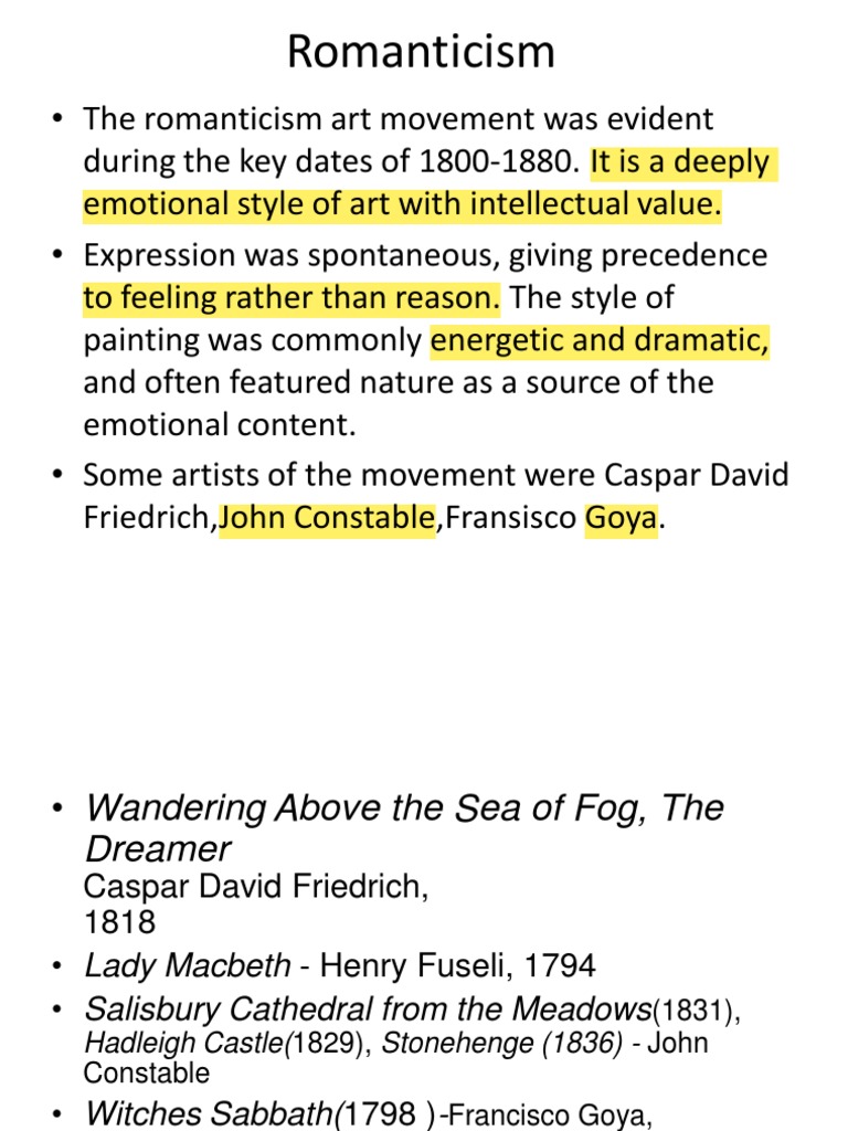 Art Movements Romanticism | PDF