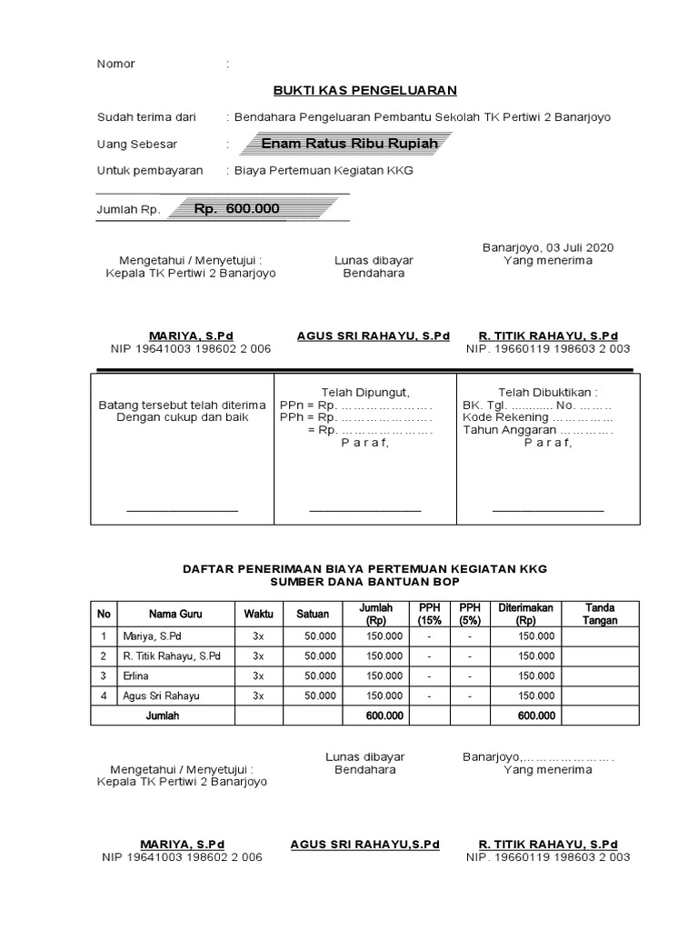 Bukti Kas Pengeluaran | PDF