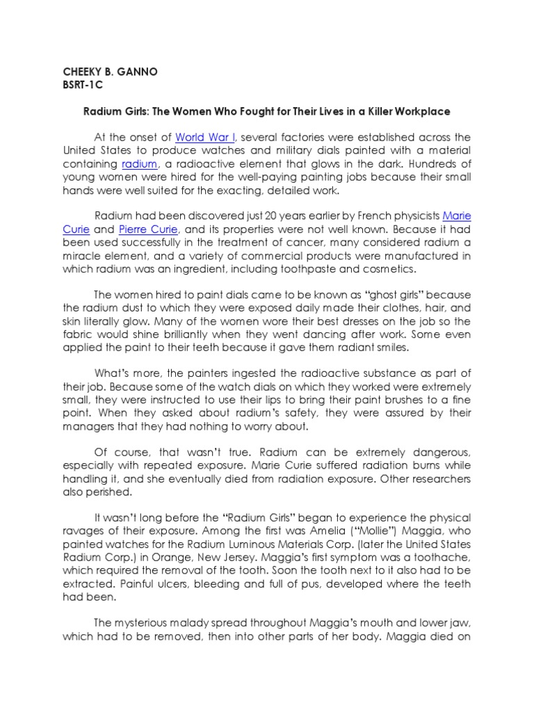 Radium Girls: The Women Who Fought For Their Lives in A Killer ...