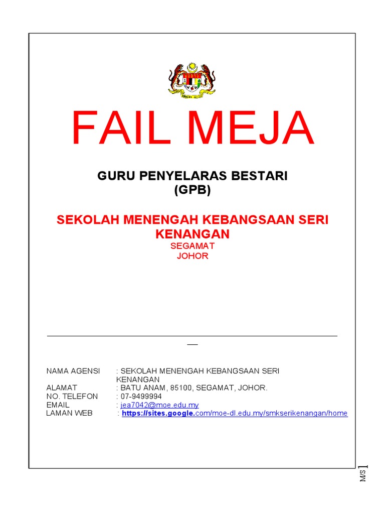 Fail Meja Penyhelaras Bestari | PDF