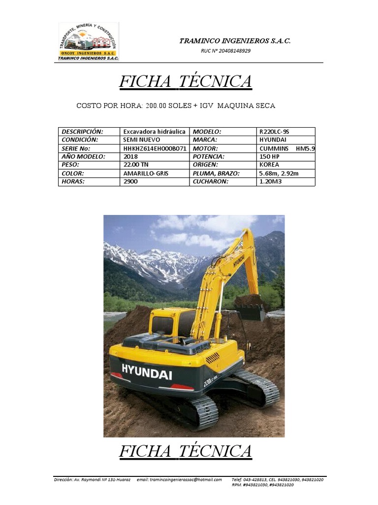 Costos y Fichas Tecnicas de Maquinarias | PDF