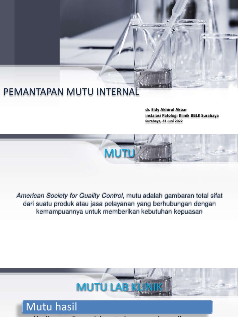 Pemantapan Mutu Internal Laboratorium | PDF
