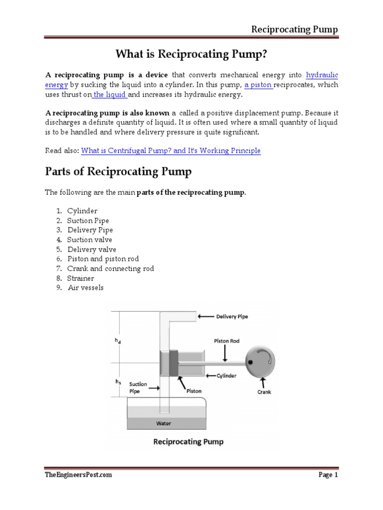Reciprocating Pump | PDF | Pump | Piston
