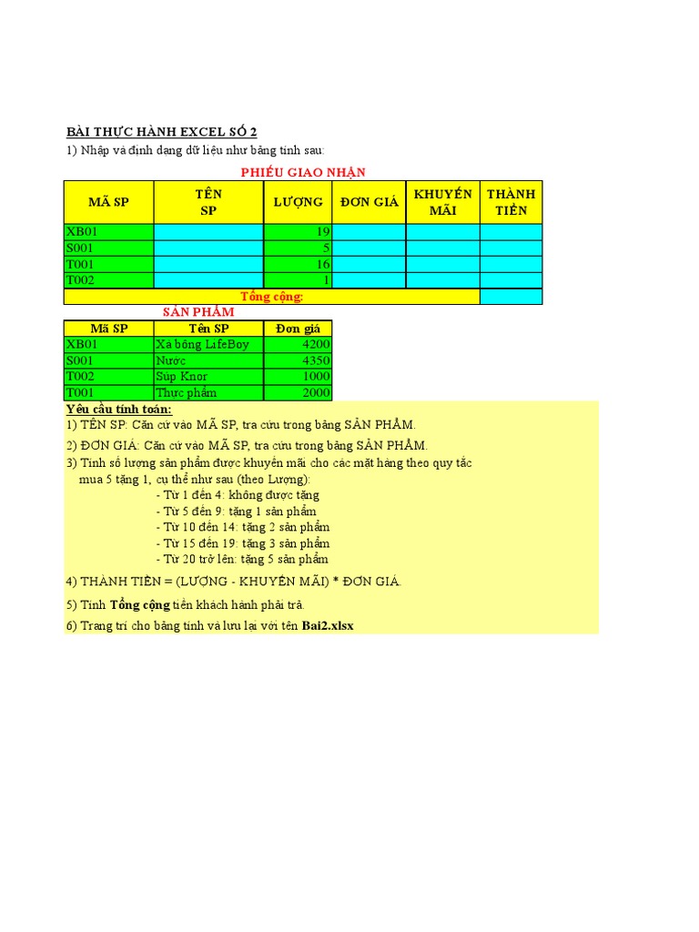 Bai TH Excel 2 | PDF