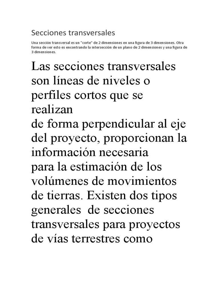 Definición y tipos de secciones transversales | PDF