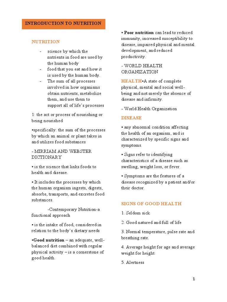 Introduction To Nutrition | PDF | Nutrients | Foods