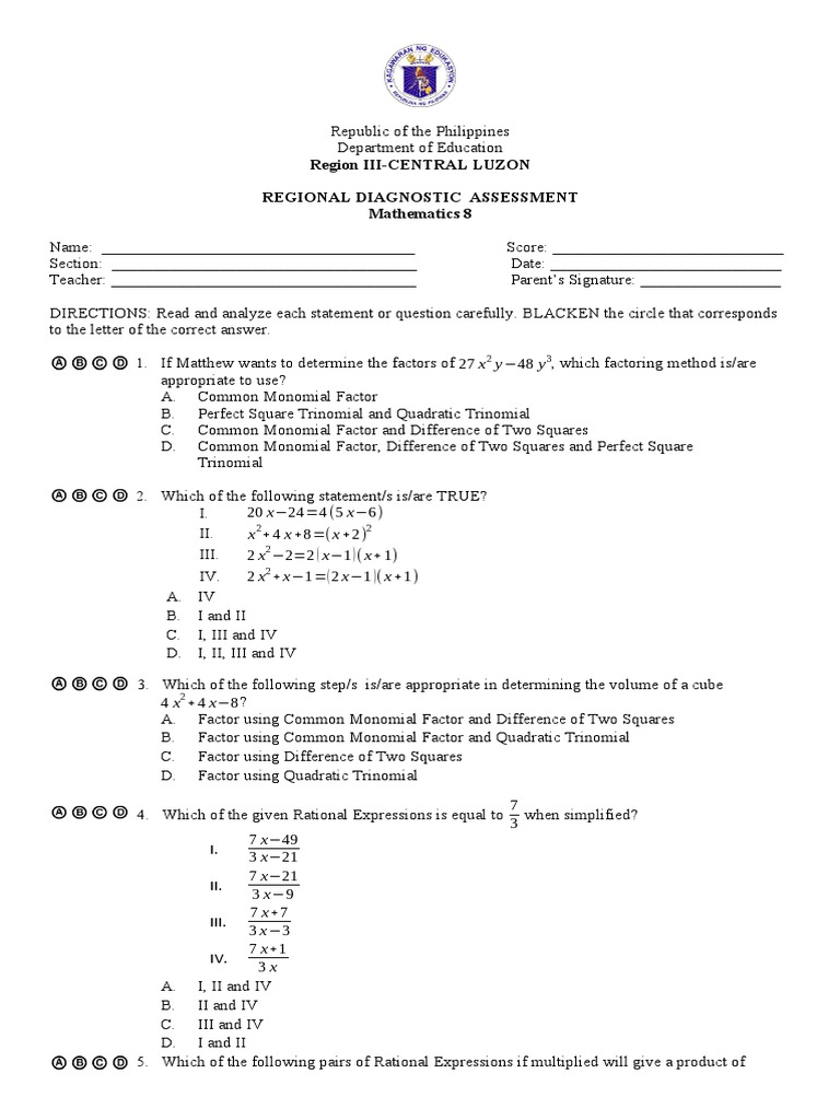 New Final Assessment Tool Math 8 | PDF | Mathematics | Geometry