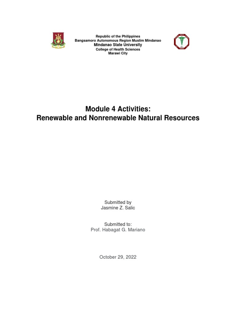 Module 4 Activities | PDF | Fuels | Renewable Energy