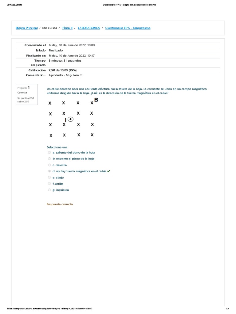 Cuestionario TP 5 - Magnetismo - Revisión Del Intento | PDF ...