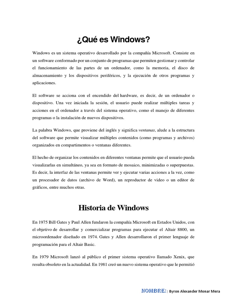 Qué es Windows sistema operativo | PDF | Microsoft Windows | Unidad de ...