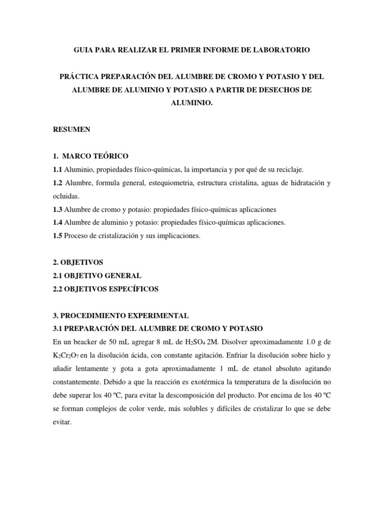 Preparación de Alumbre de Cromo y Potasio | PDF | Cristalización | Aluminio