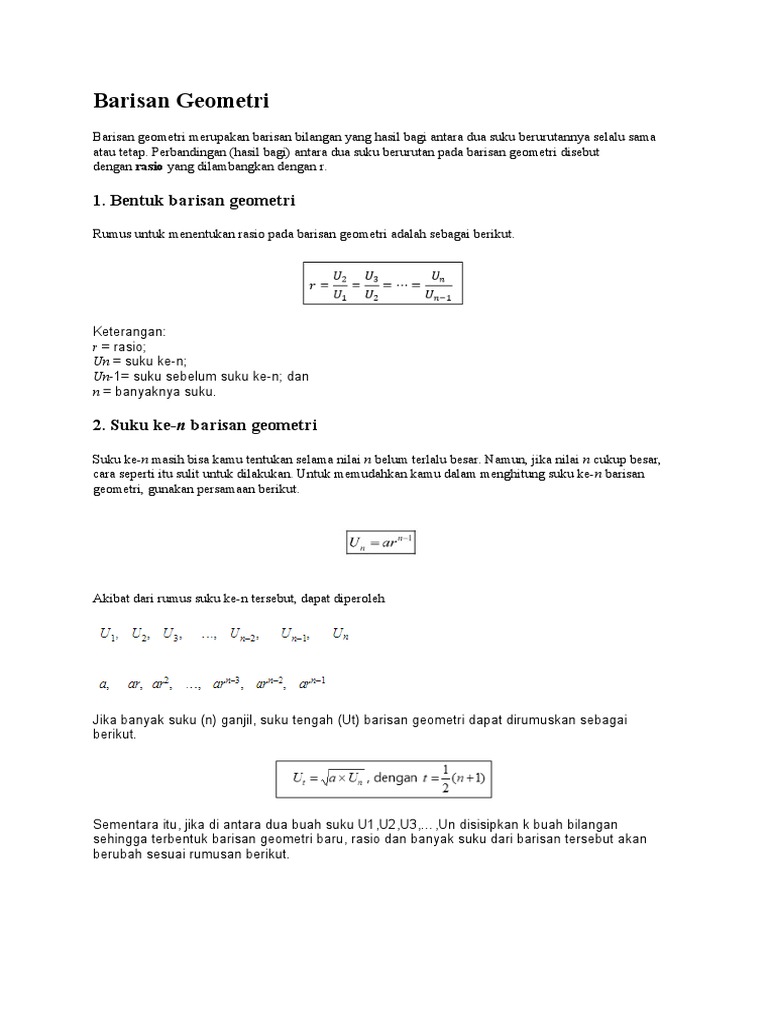 Barisan Dan Deret Geometri | PDF | Metode & Bahan Ajar